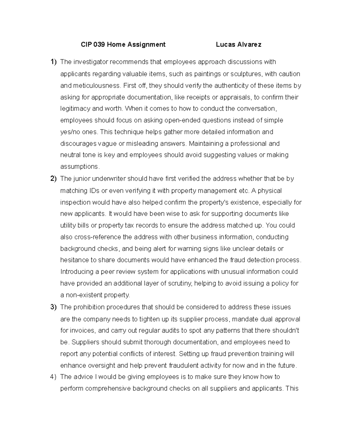 CIP 039 Home Assignment: Best Practices for Fraud Prevention - Studocu