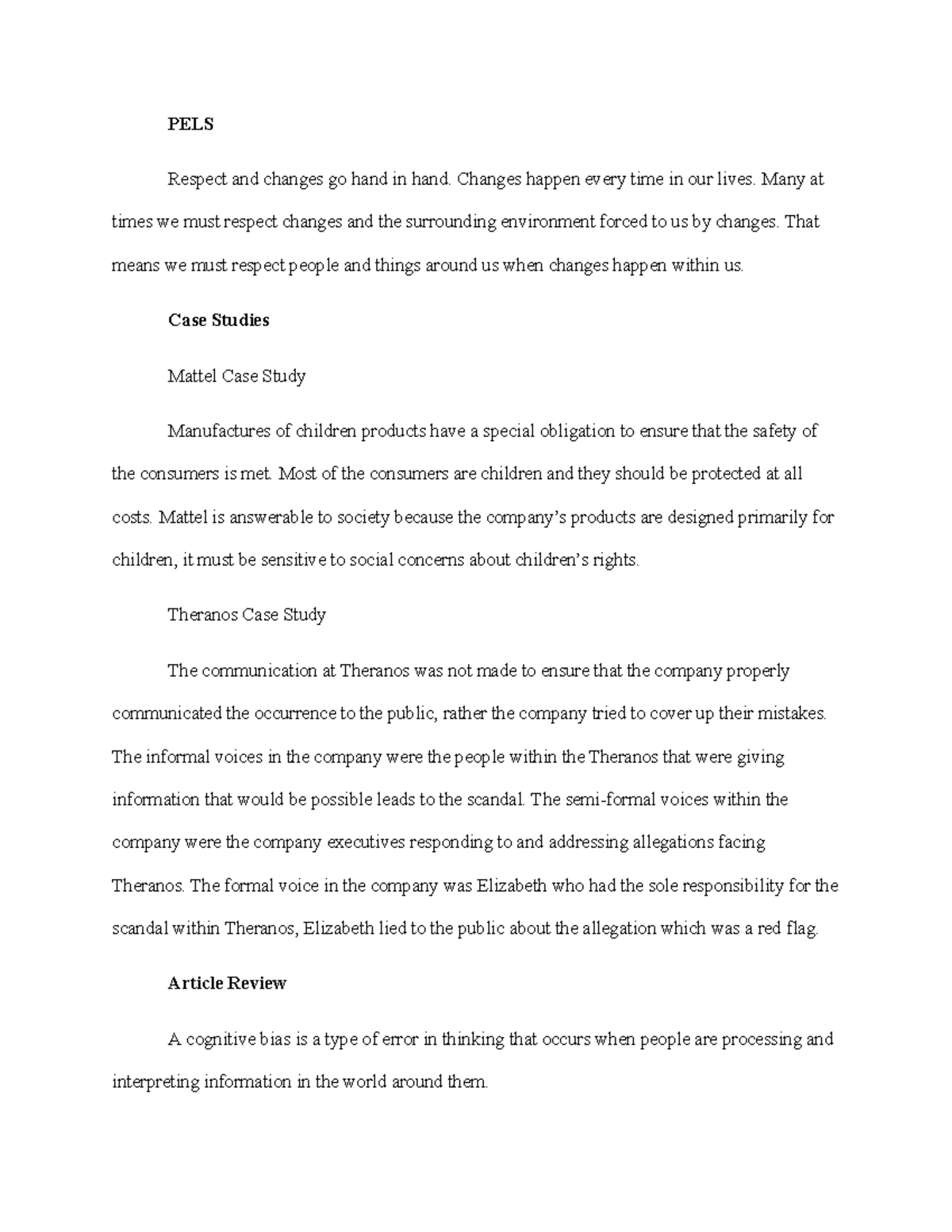 Week 5 Summary - Week 5.3 - PELS Respect and changes go hand in hand ...