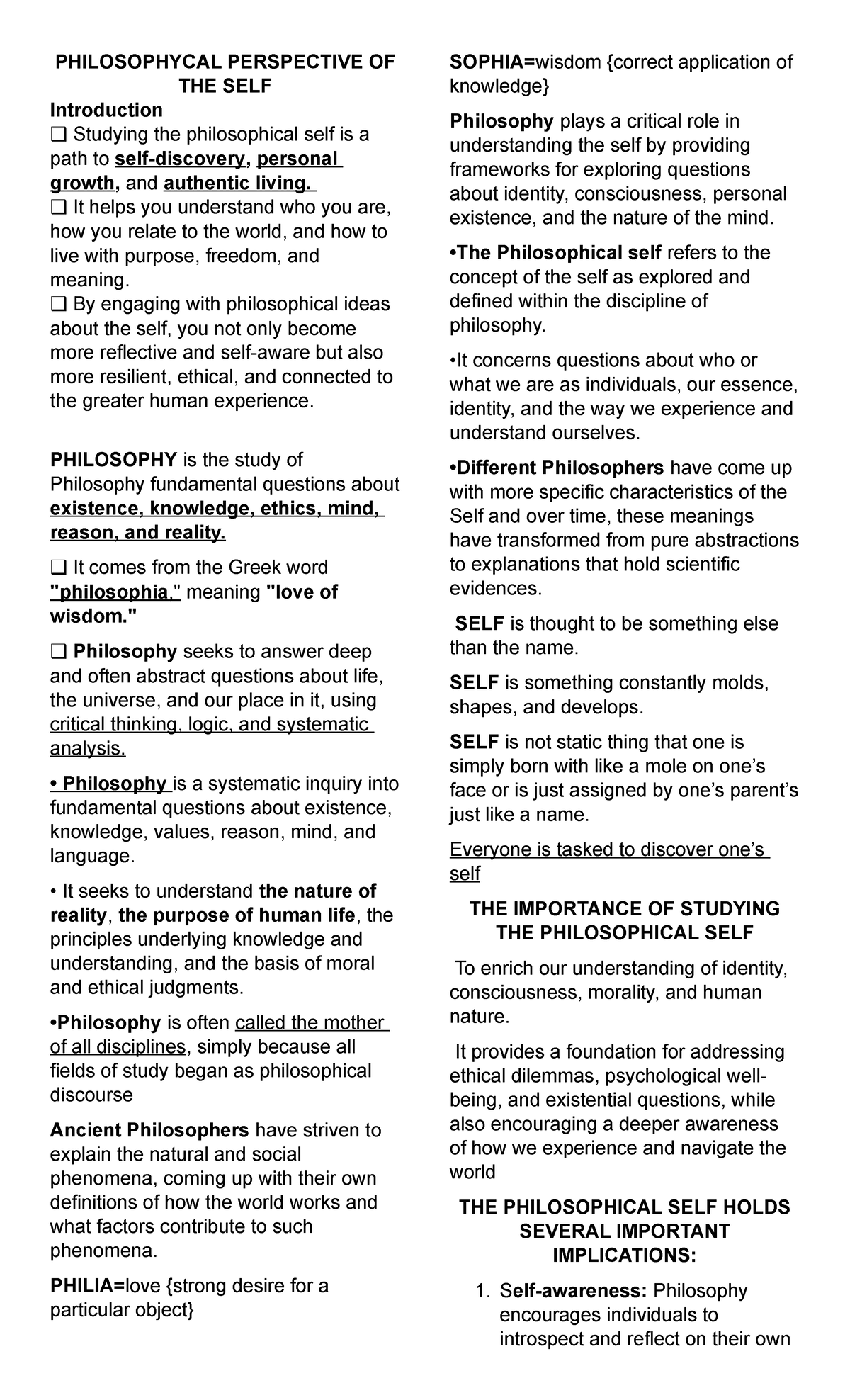 PHIL 101: Philosophical Perspectives on the Self and Identity - Studocu