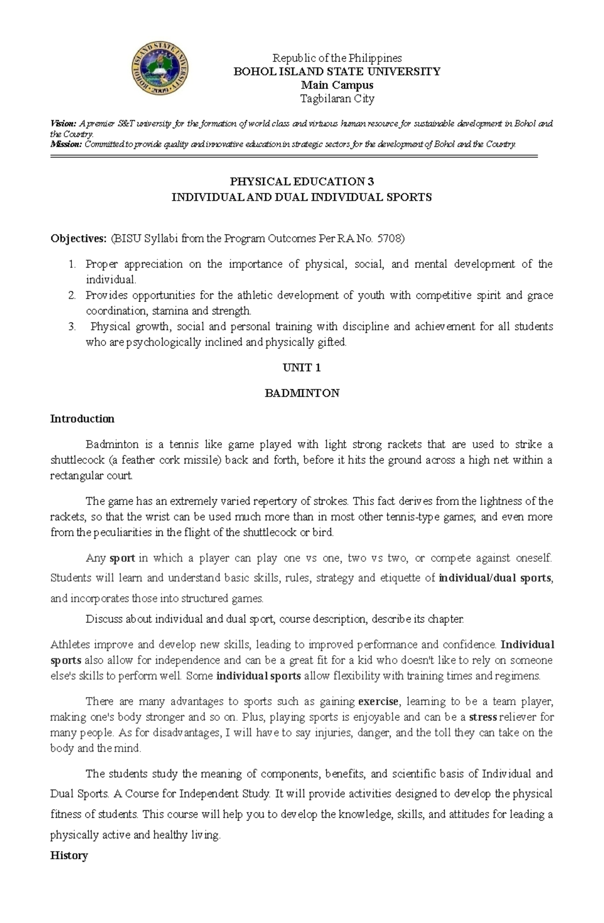 PE 3 Final Exam: Badminton Module Overview and Key Concepts - Studocu