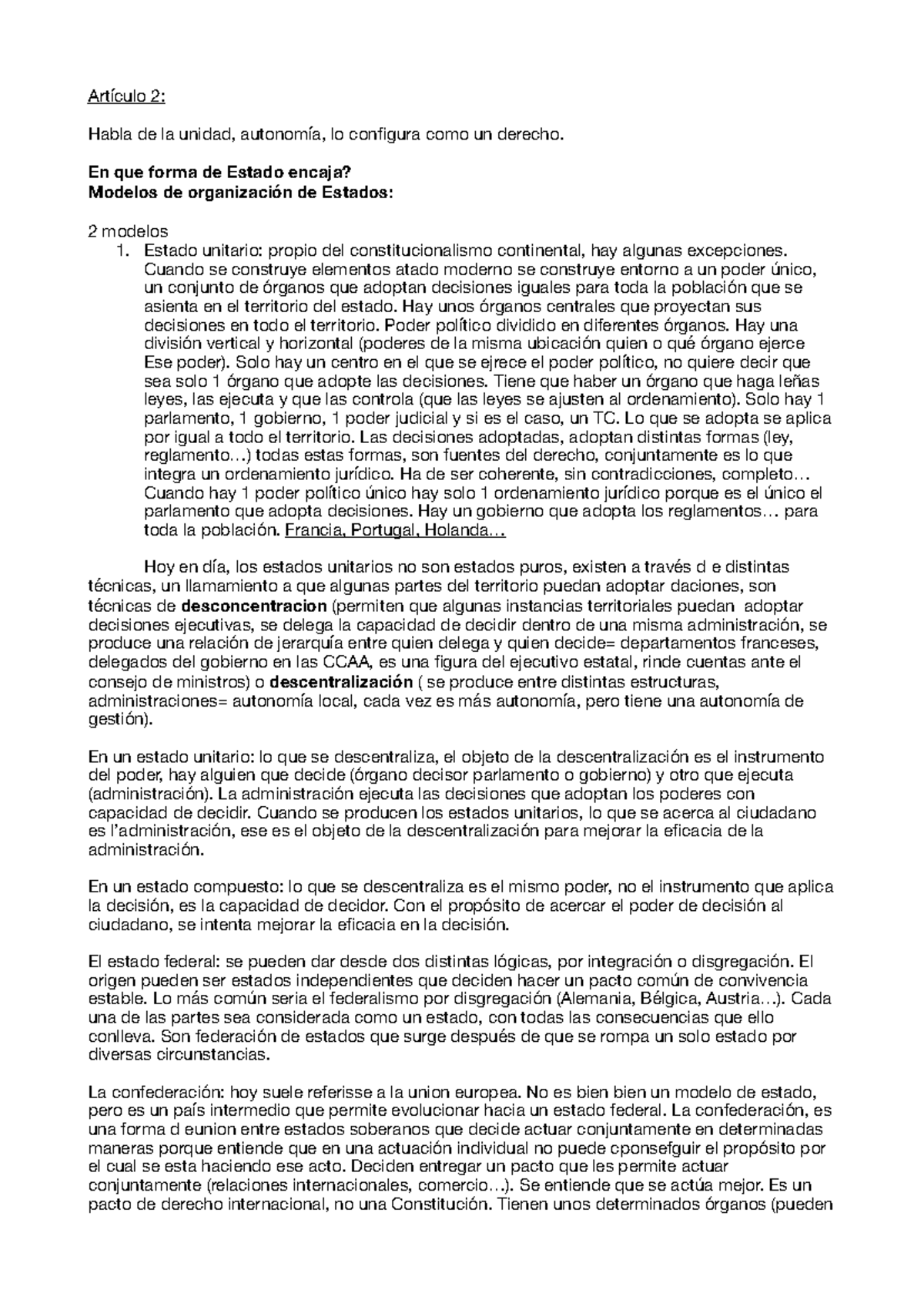 Modelos de Estado y Autonomía en la CE 1978: Análisis y Reflexiones - Studocu