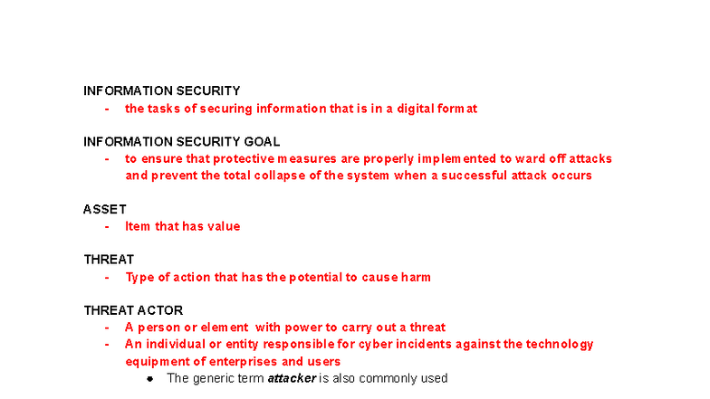 Prelims: Information Security & Management Overview and Key Concepts - Studocu