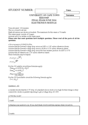 EEE1006 Exam 2021 - test - EEE1006F: Introduction to Electronic ...