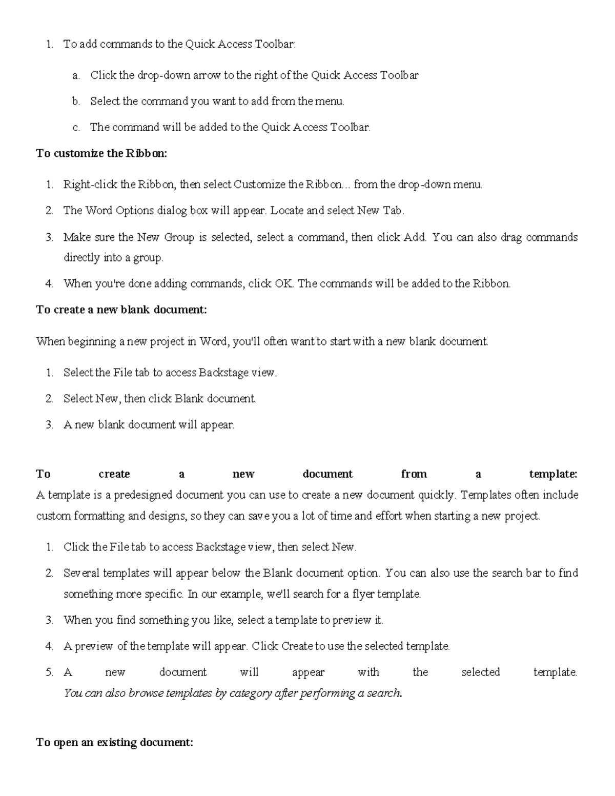 Word 101: Quick Access Toolbar & Document Management Guide - Studocu