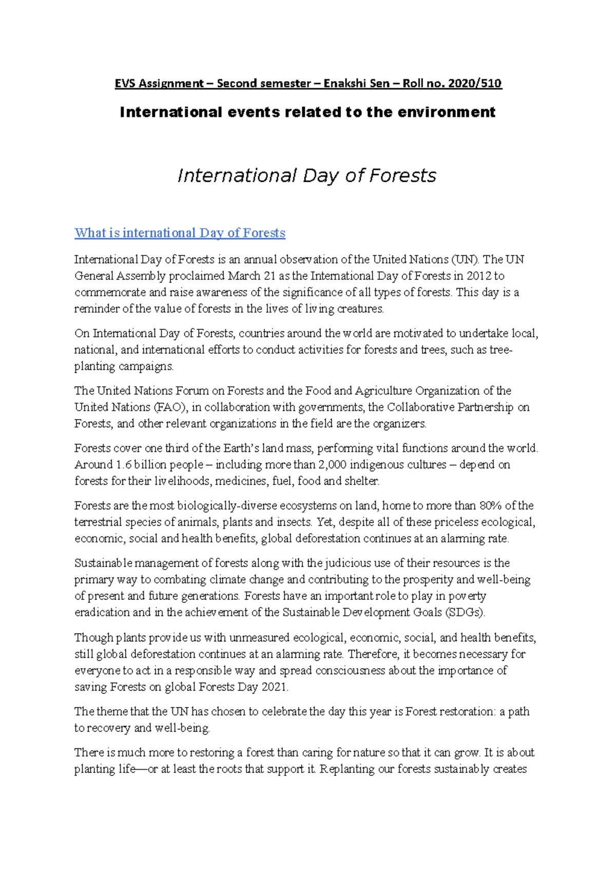 EVS Assignment: Exploring Global Environmental Events and Their Impact ...