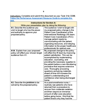 D218 Task 1 Template - Personal Development Plan Melissa D. Reddinger ...