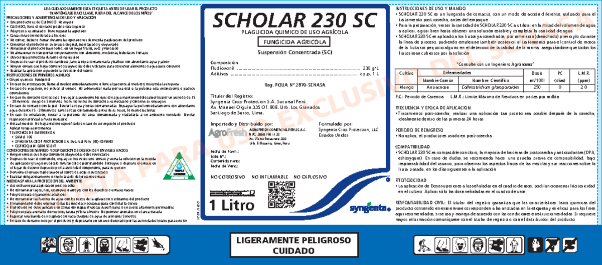 Scholar 230 SC - Label 1 L - LEA CUIDADOSAMENTE ESTA ETIQUETA ANTES DE ...