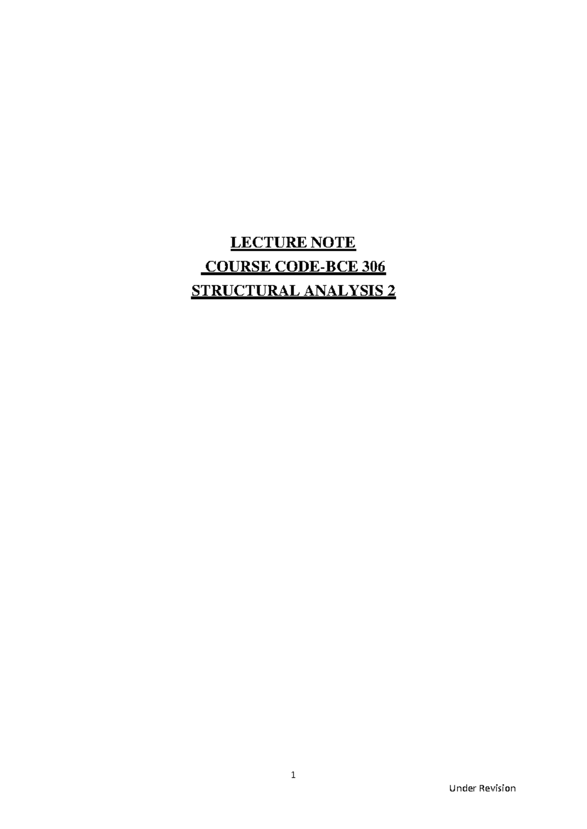 Lecture note btech 3rd semstructural analysis - 1 LECTURE NOTE COURSE ...