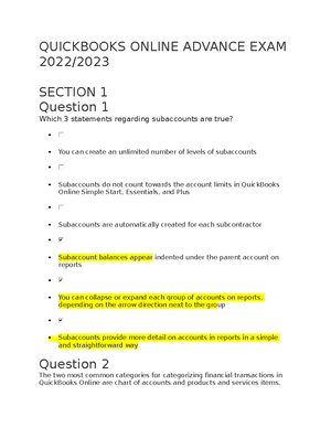 Sample Quick Books Online Certification Exam Answers Questions 1 1 ...