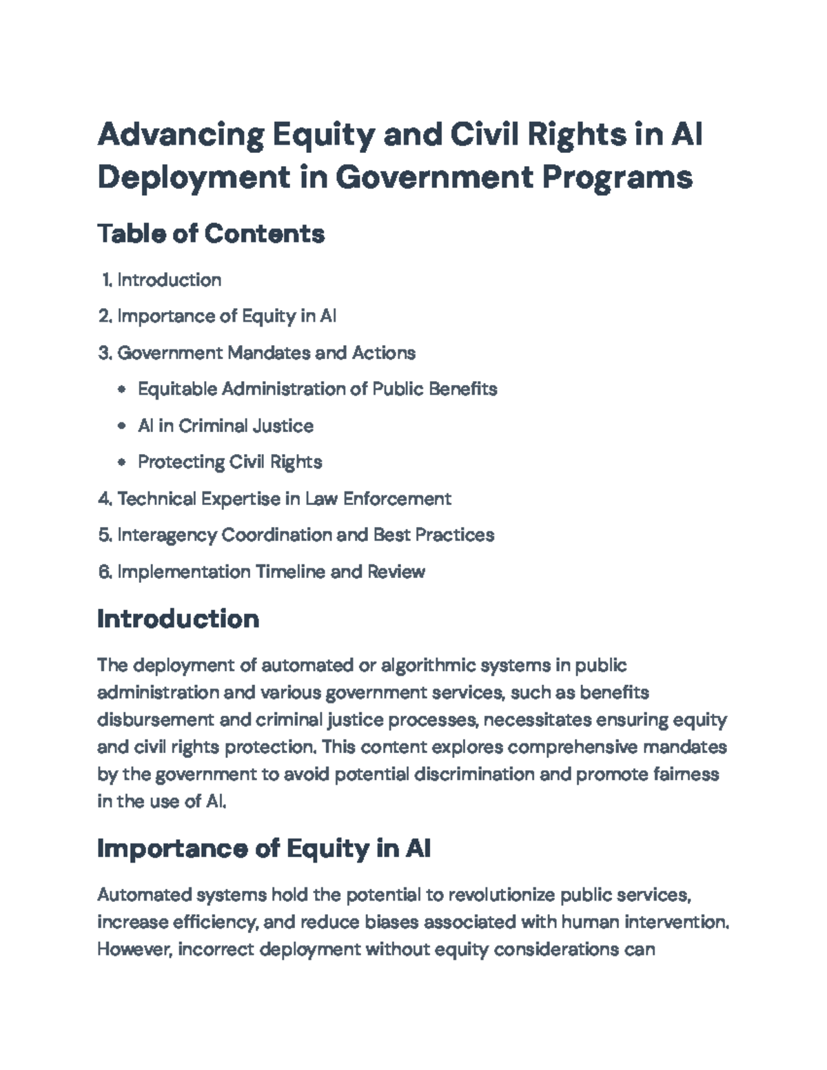 Advancing Equity and Civil Rights in AI: Government Actions and ...