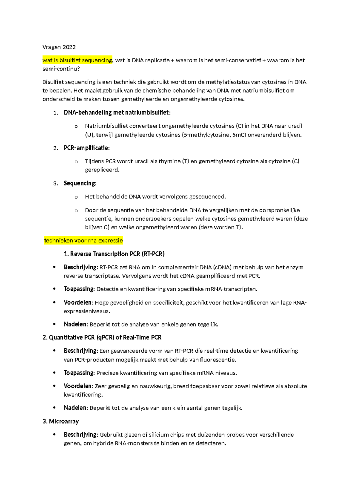 Examenvragen genetica uitgewerkt - Vragen 2022 wat is bisulfiet ...