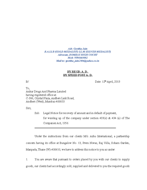 Chamber summons supported by affidavit - Chamber summons supported by ...