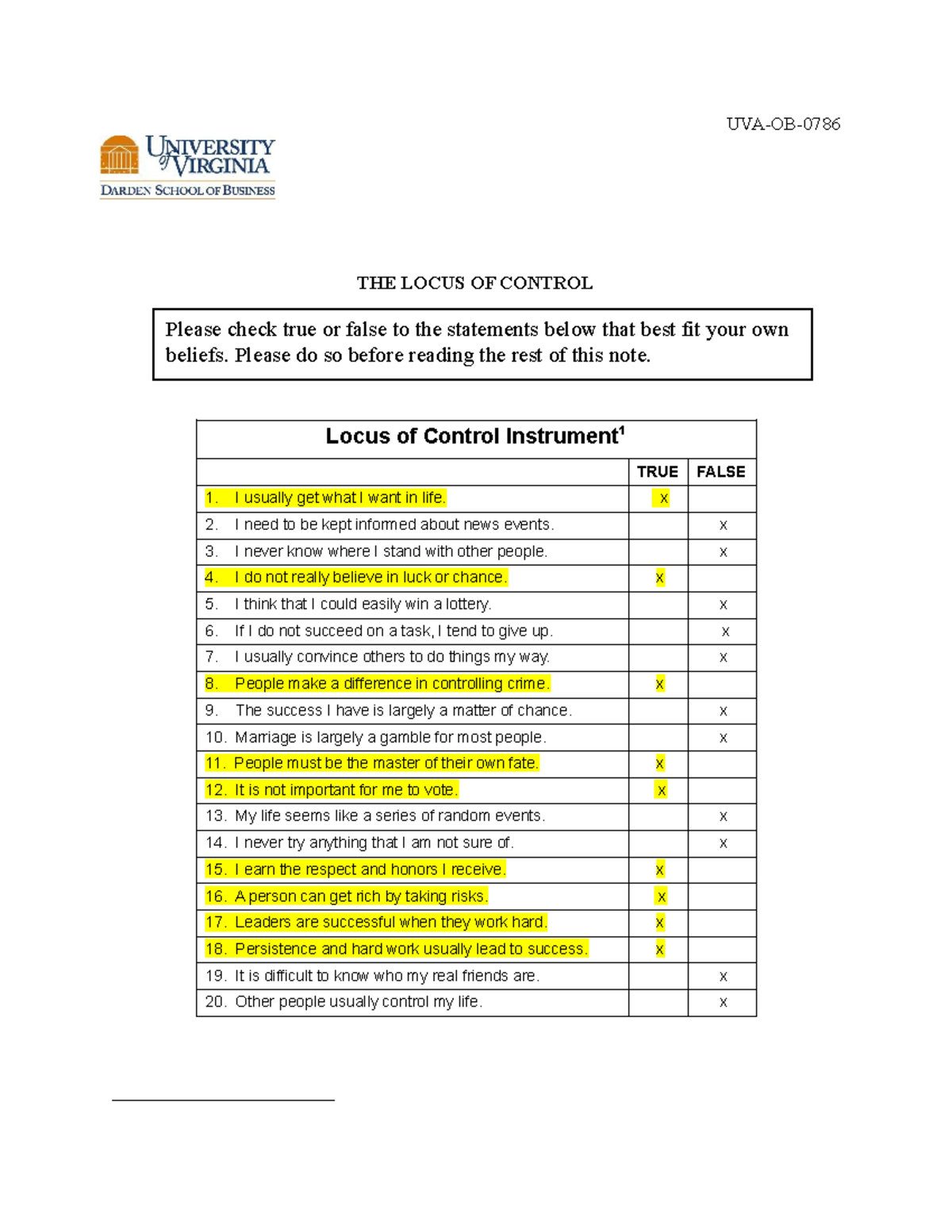 Exploring the Locus of Control - PSYC 240 Instrument Insights - Studocu