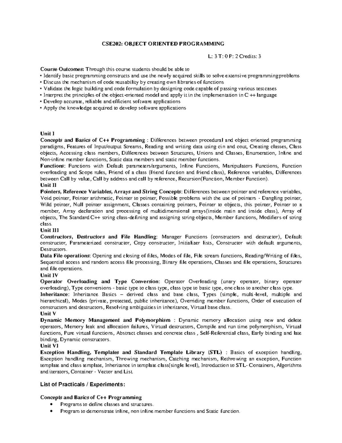CSE202: Object Oriented Programming - Comprehensive Study Guide - Studocu