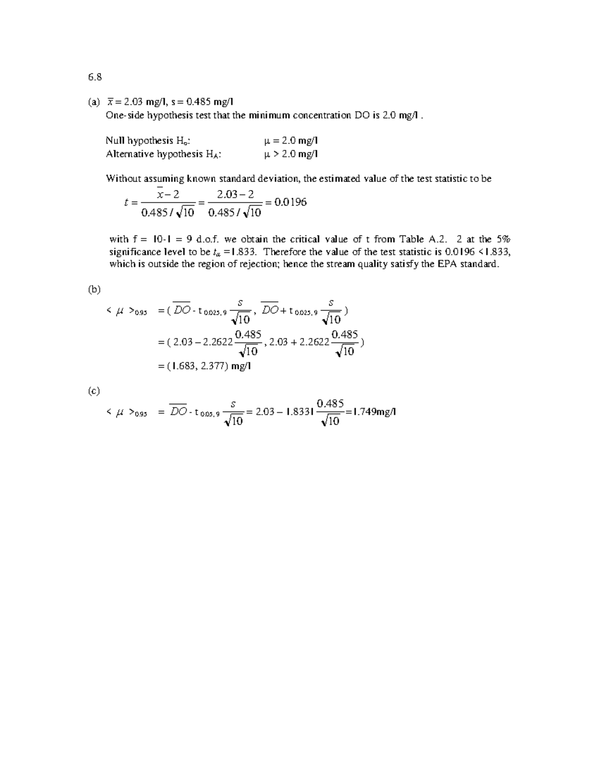 Statistical Hypothesis Testing Worksheet (Course Code: 6) - Studocu