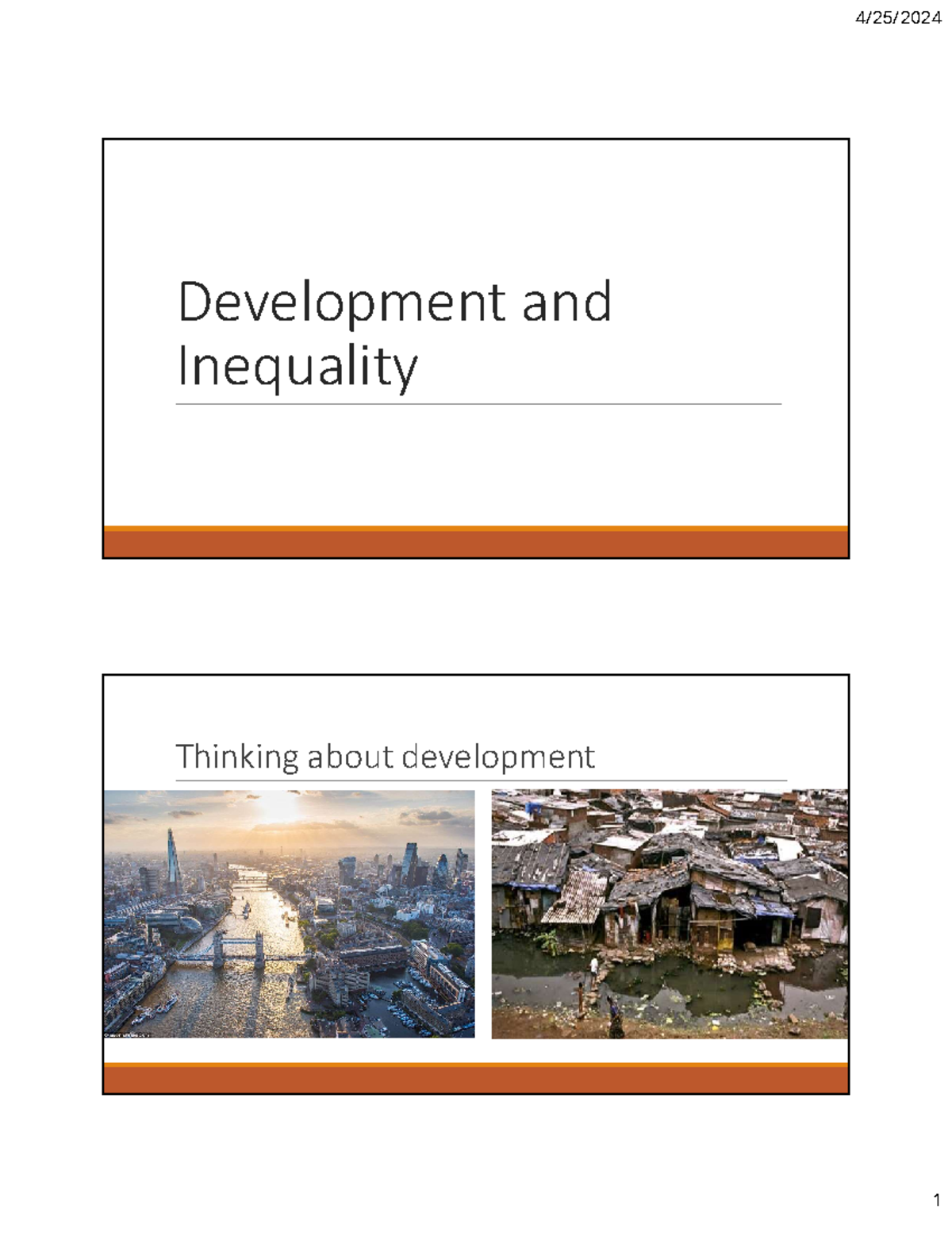 Development and Inequality: An Overview - GEOG 1501 Lecture Notes - Studocu