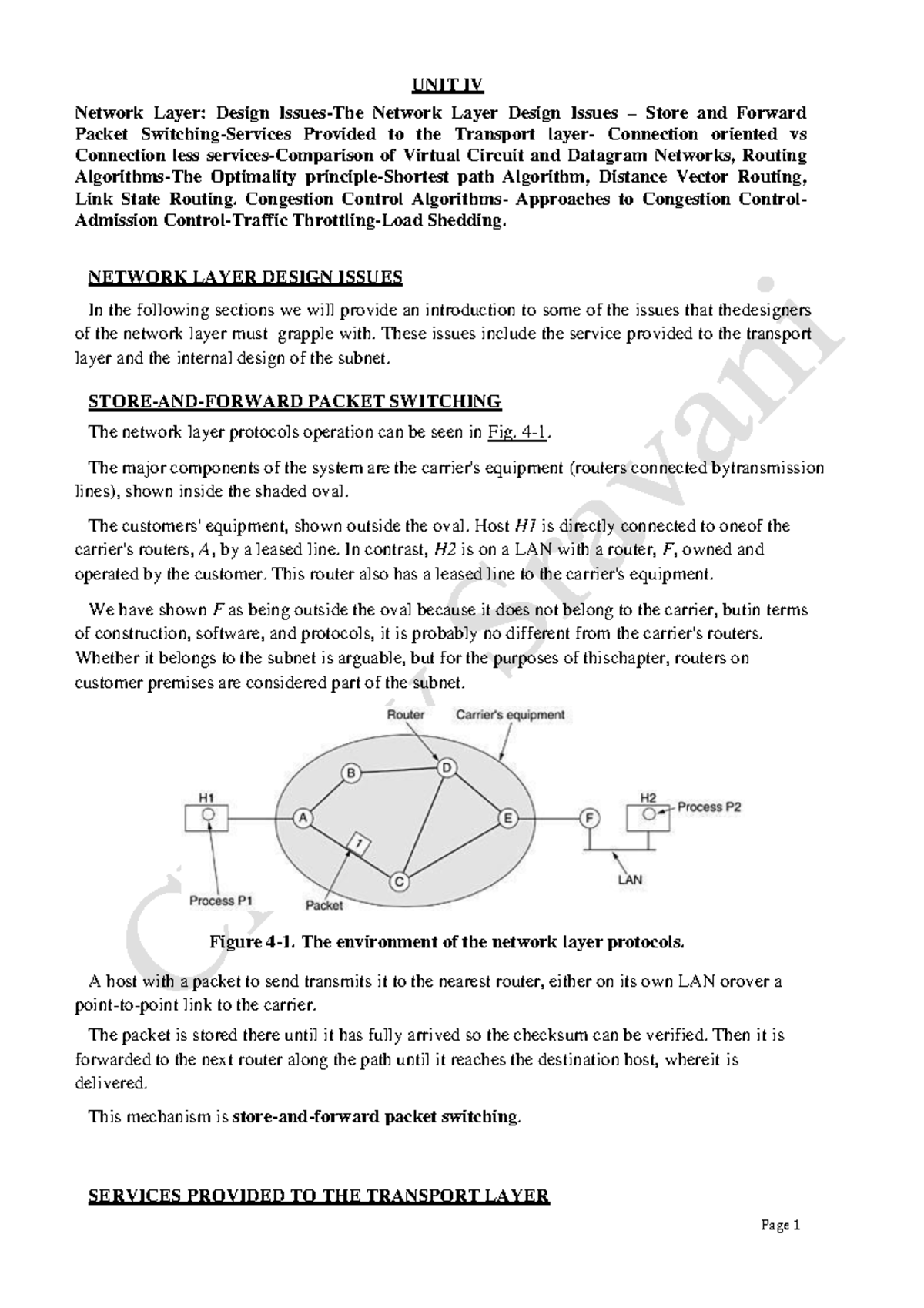 Unit IV: Network Layer Design Issues and Routing Algorithms - Studocu