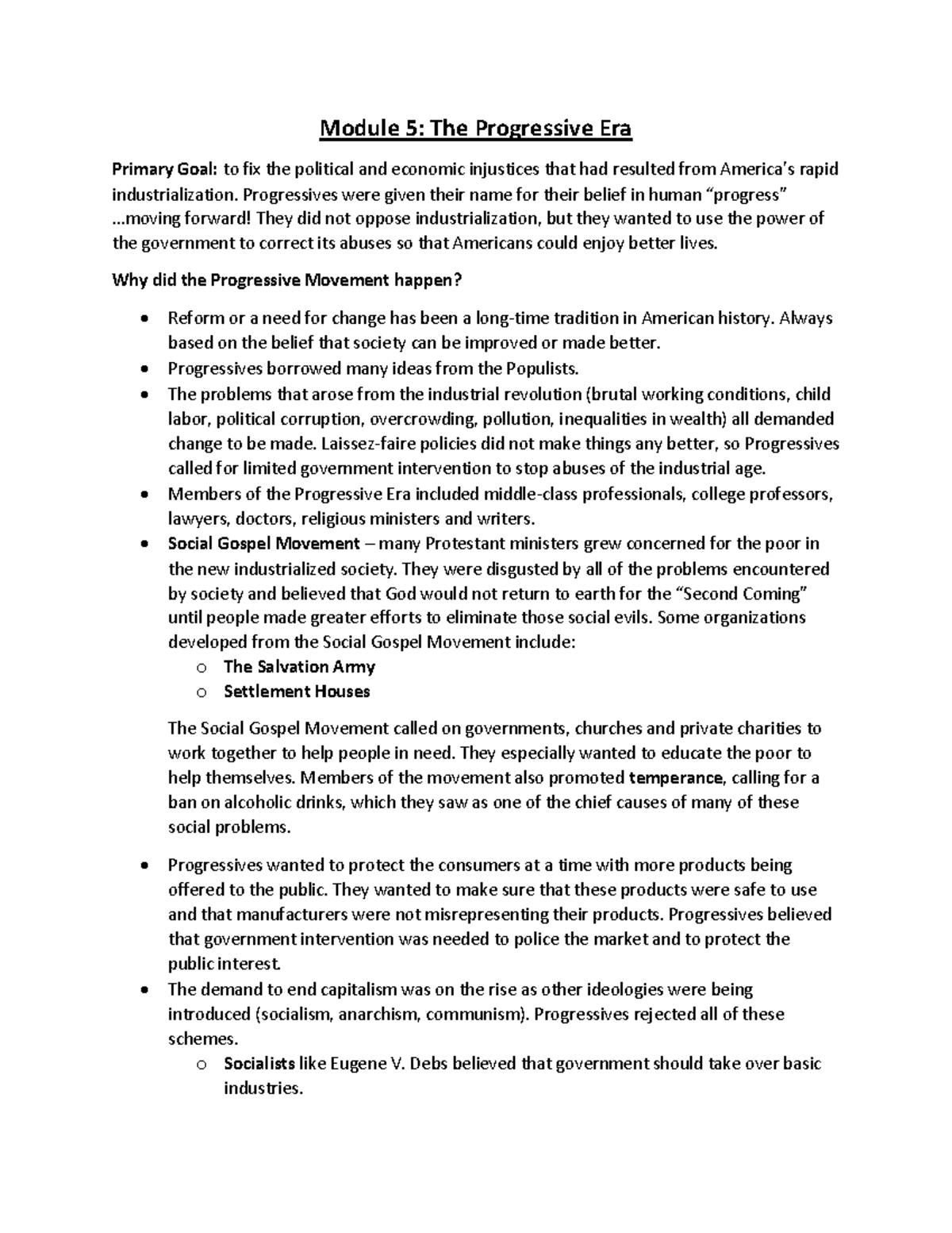 HIST 210: The Progressive Era - Political and Social Reforms in the U.S ...