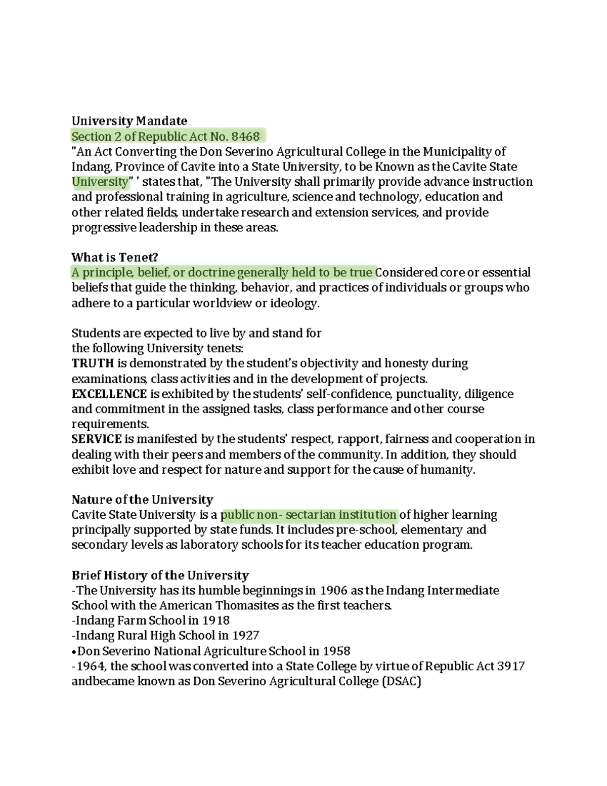 Cavite State University (CvSU) 101: Tenets and Institutional Overview ...