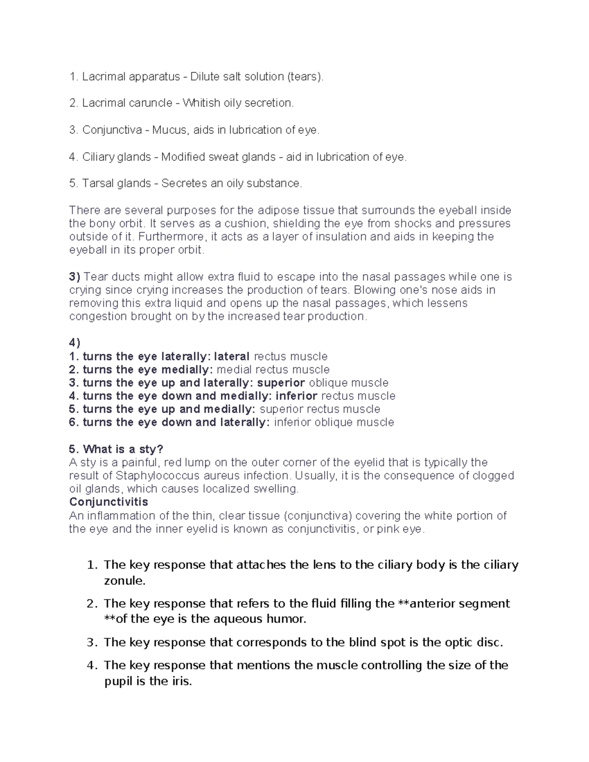 Project 10: Anatomy of the Eye and Its Functions - Studocu