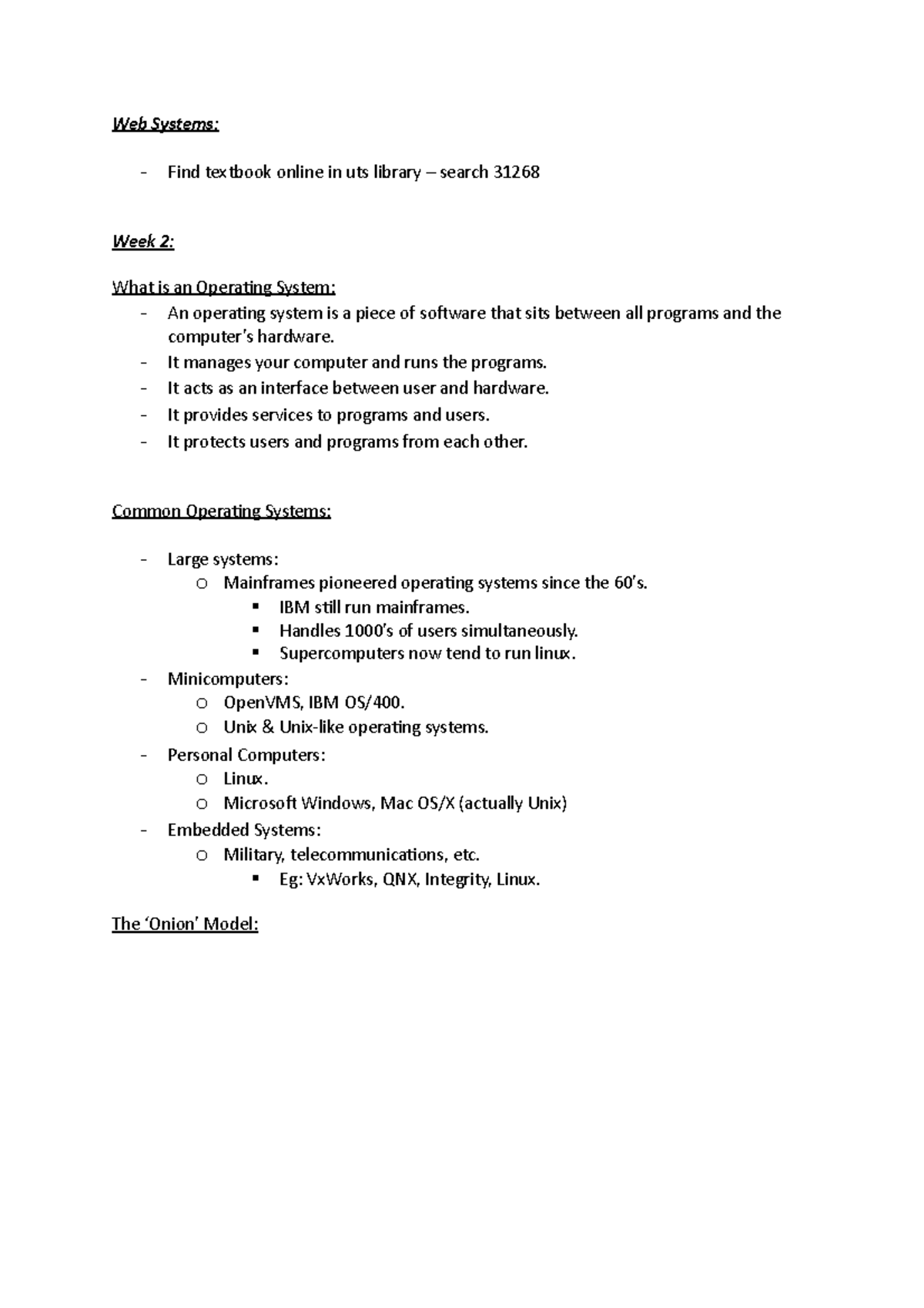 Web Systems - Lecture Notes Overview (Weeks 1-4) - Studocu