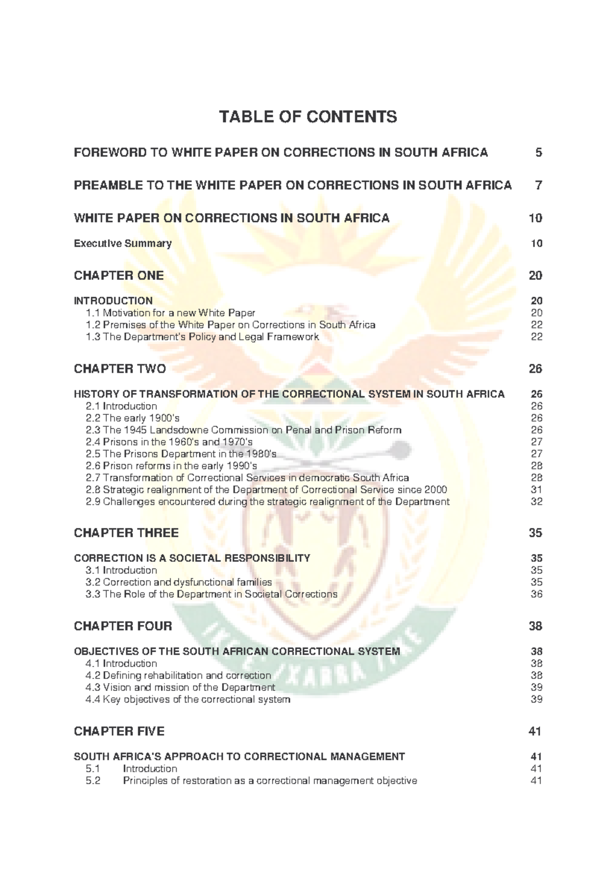 White Paper on Corrections in South Africa: A Comprehensive Overview ...