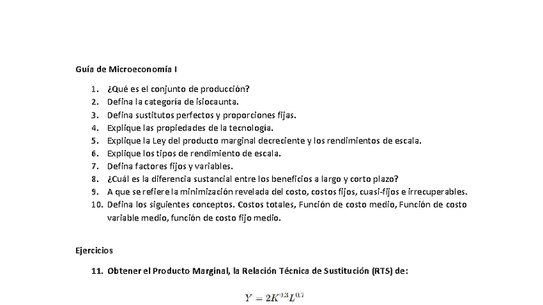 Guía de Repaso para Examen de Microeconomía I - Studocu