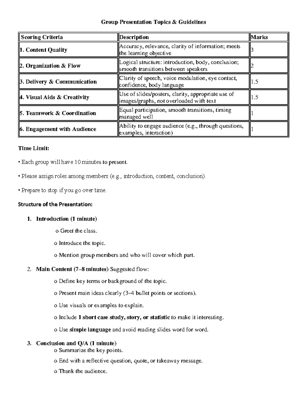 Group Presentation Guidelines & Scoring Criteria (Course Code: lkjlmk ...