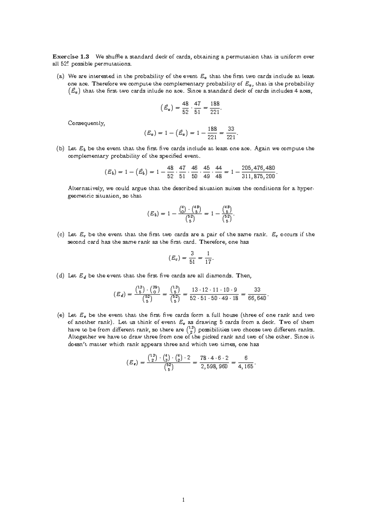 Exercise 1.3: STAT Probability Concepts and Card Events Solutions - Studocu