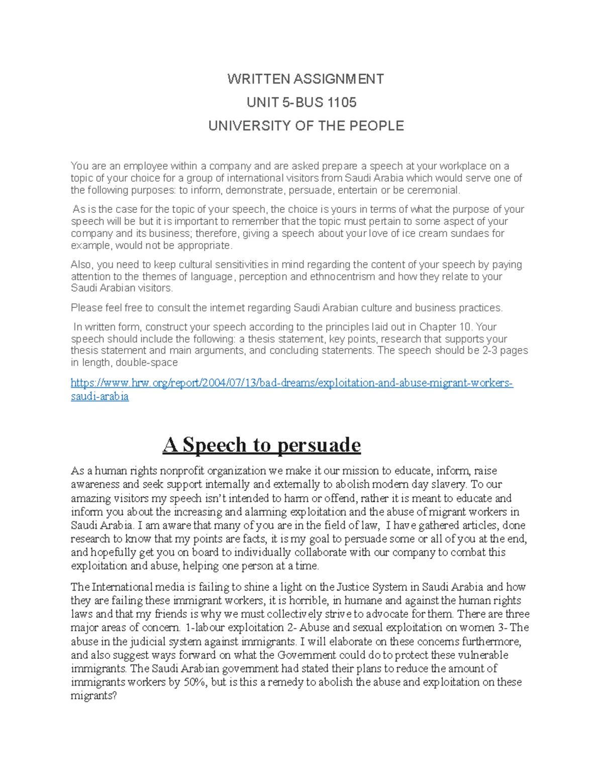 BUS 1105: Written Assignment on The Five Contexts of Communication - Studocu
