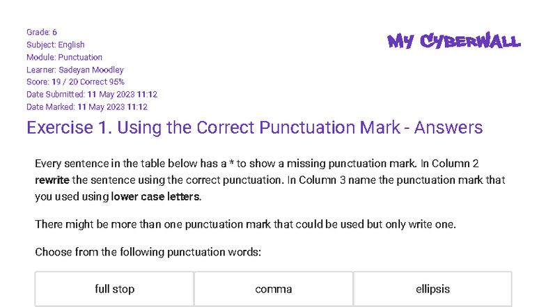 Using the Correct Punctuation Mark - Answers - Every sentence in the ...