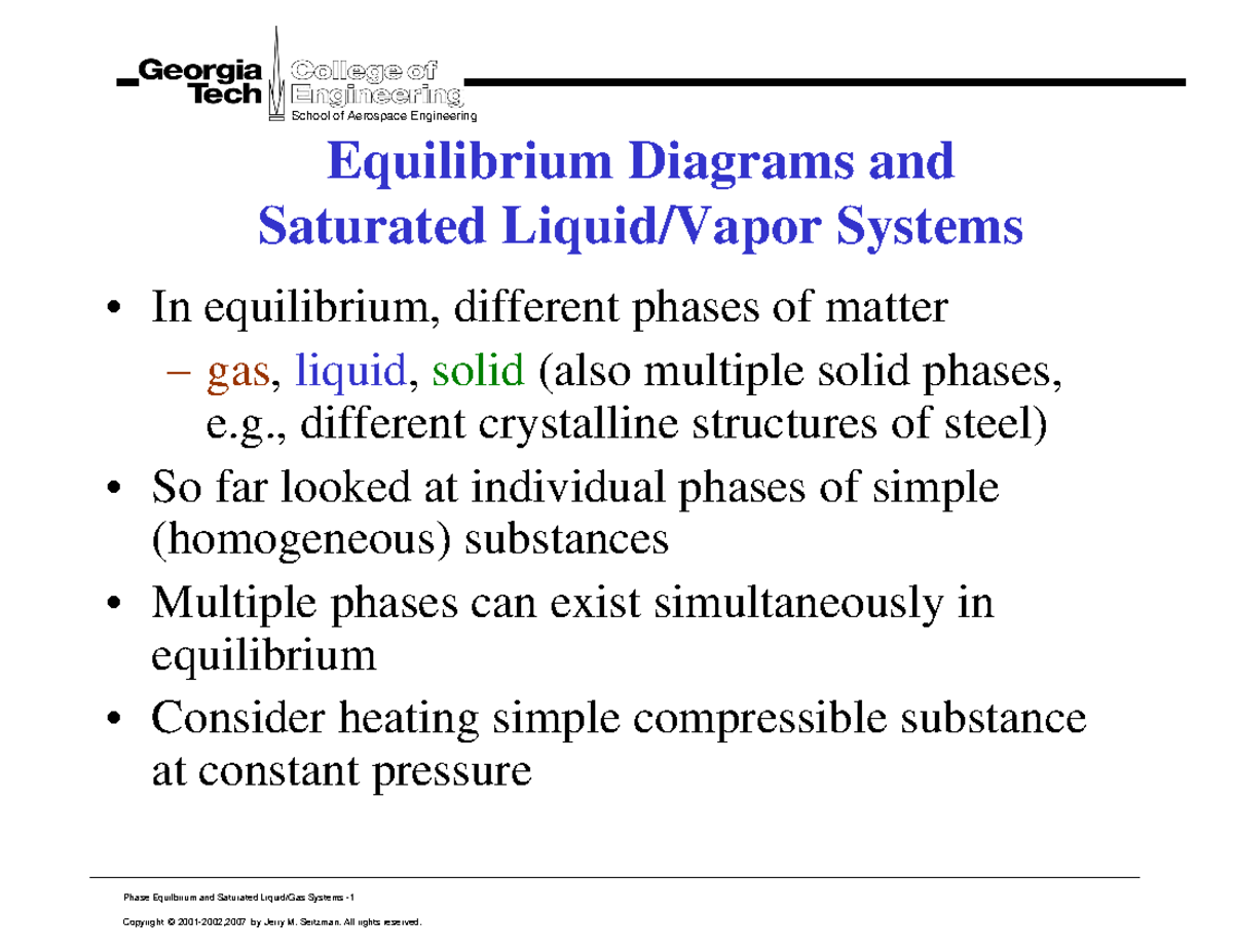 Aerospace Engineering 12: Phases, Equilibrium Diagrams & Saturated ...