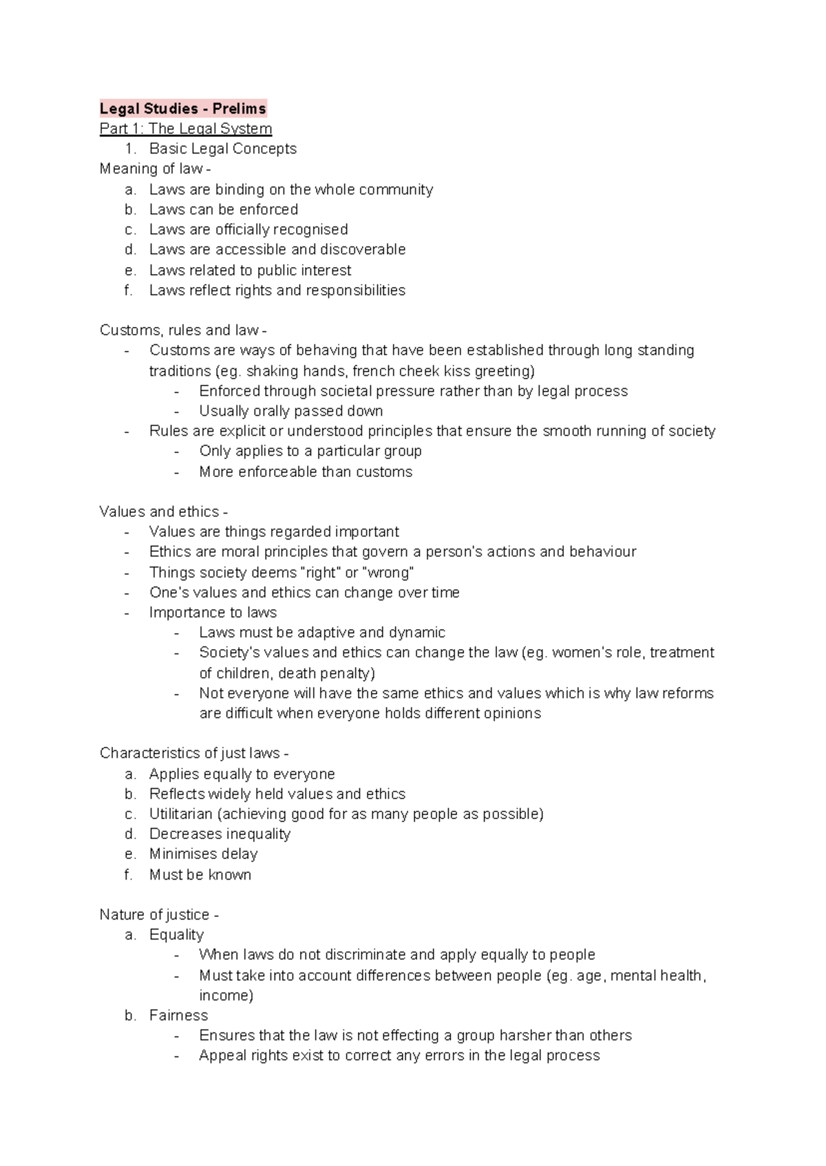 Legal Studies Prelims Notes: Understanding the Legal System and Key ...