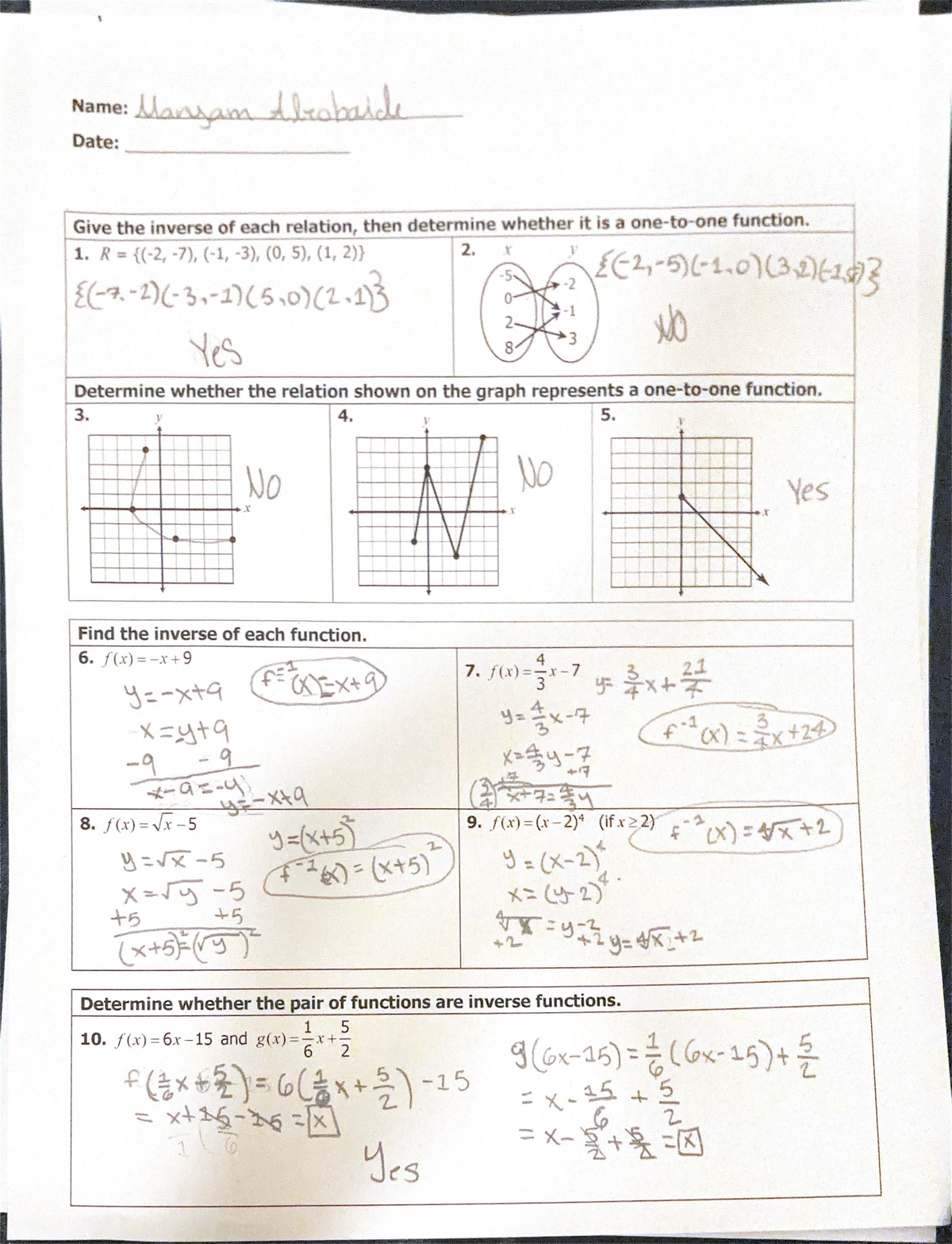 Inverse Relations Homework (MATH 101) - Studocu
