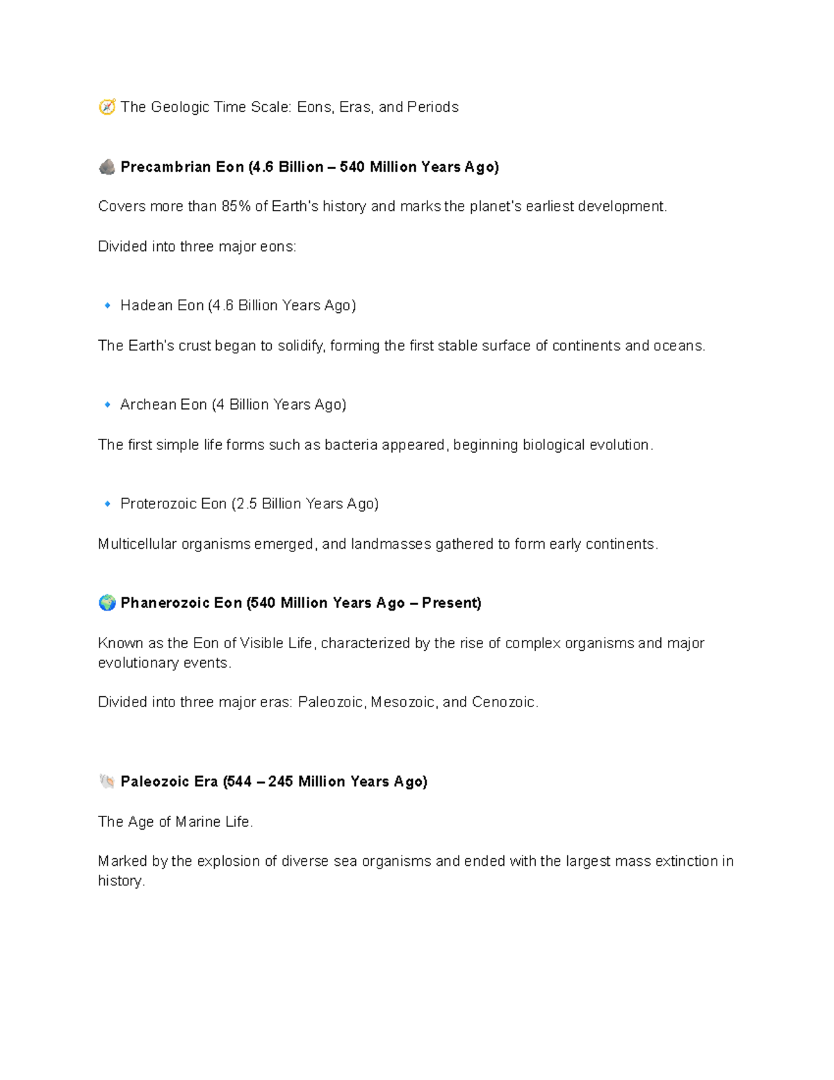 Geologic Time Scale: Eons, Eras, and Periods Overview (GEOL 101) - Studocu