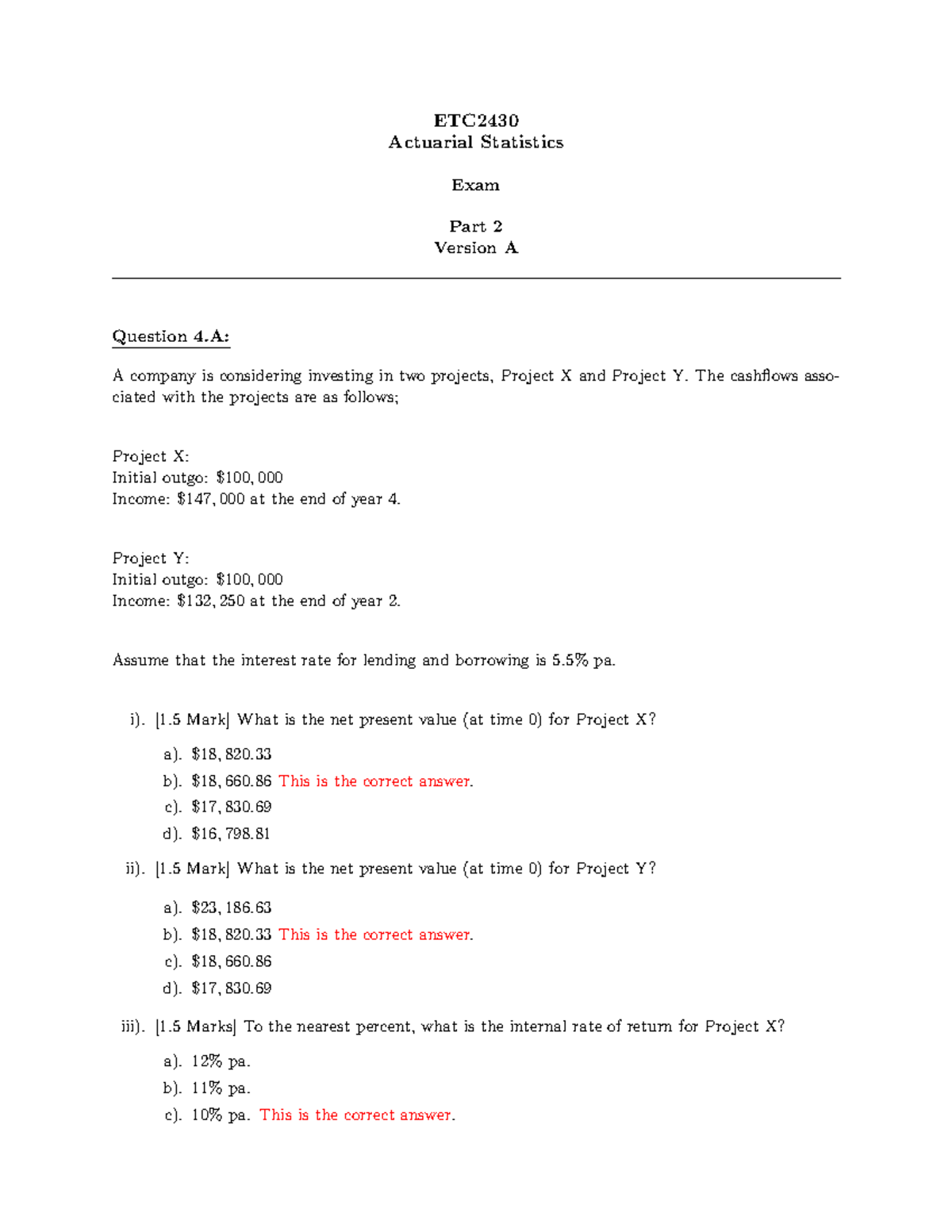 2021 Exam - Part 2 Questions - ETC Actuarial Statistics Exam Part 2 ...