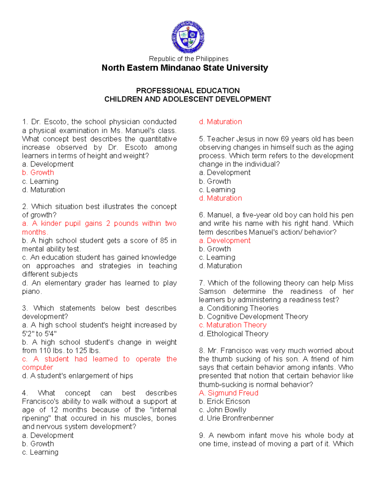 Children and Adolescent Development (Prof. Ed) - Exam Review Notes ...