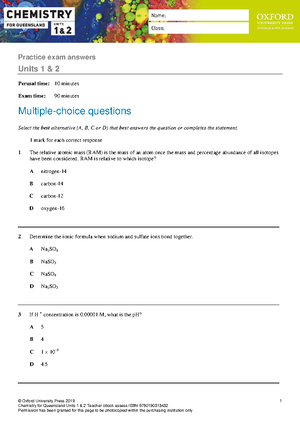 Preparation for Data Test - Biology Revision Unit 1 Data Test To ensure ...