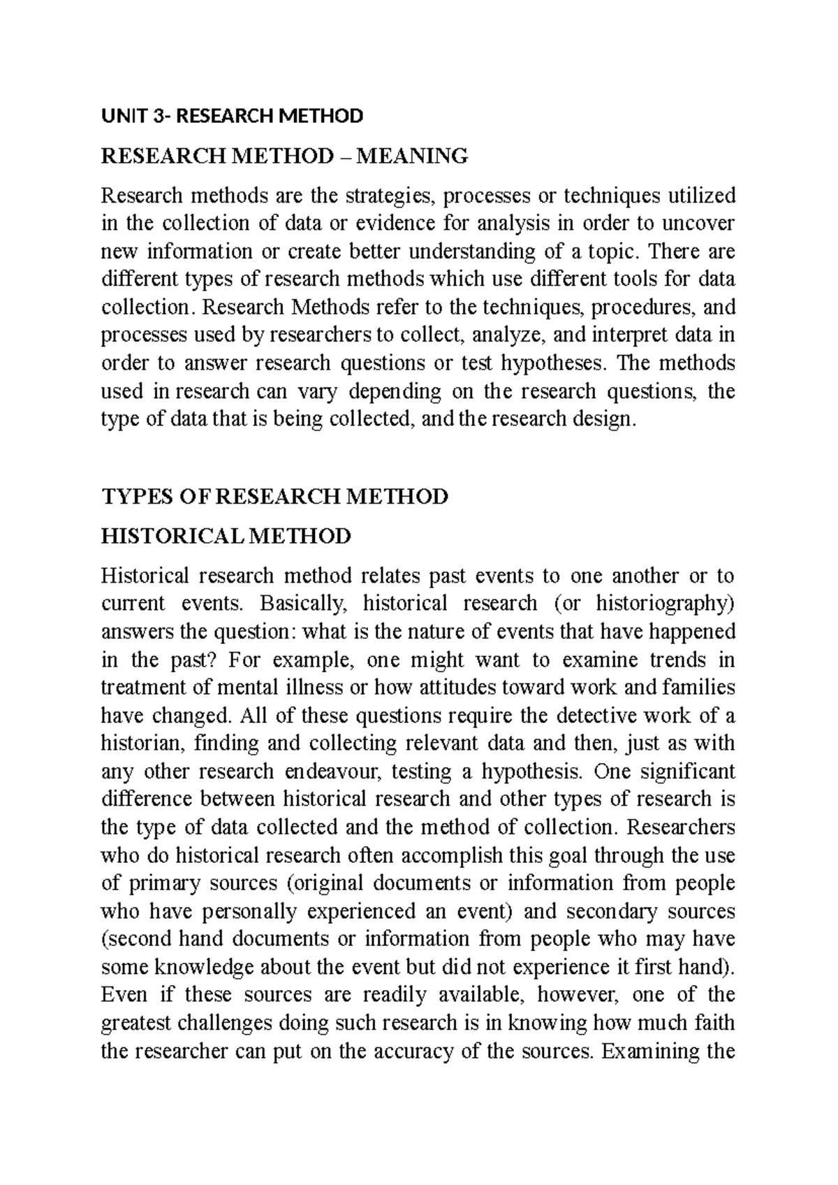 UNIT 3- Research method - UNIT 3- RESEARCH METHOD RESEARCH METHOD ...