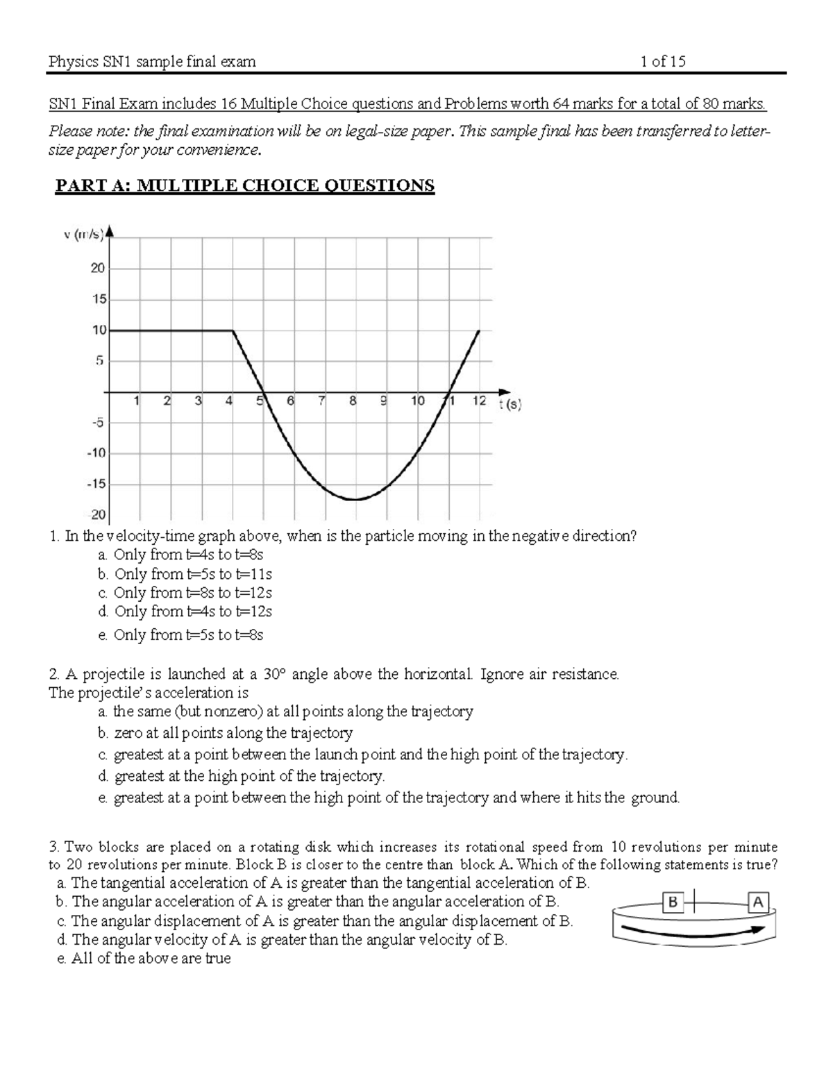 Physics SN1 Final Exam Sample: 16 MCQs & Problems Overview - Studocu