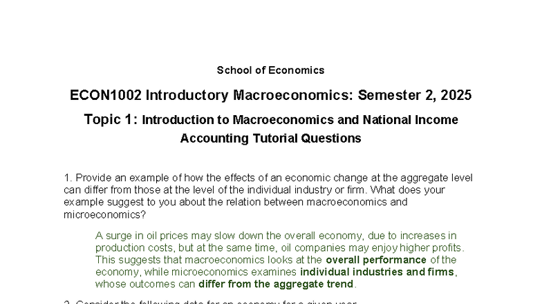 Econ1002 - Intro to Macroeconomics Tutorial Questions for Semester 2 ...