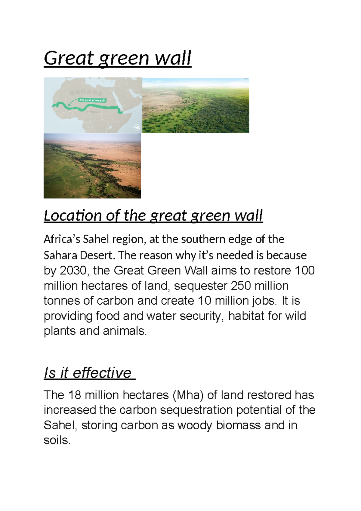 Great green wall - Great green wall Location of the great green wall ...