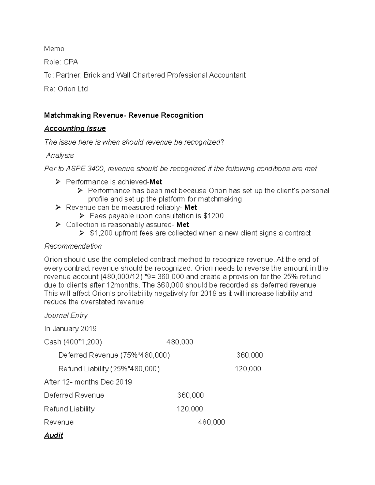 CPA Core 1 Final Exam Accounting Notes on Revenue Recognition - Studocu