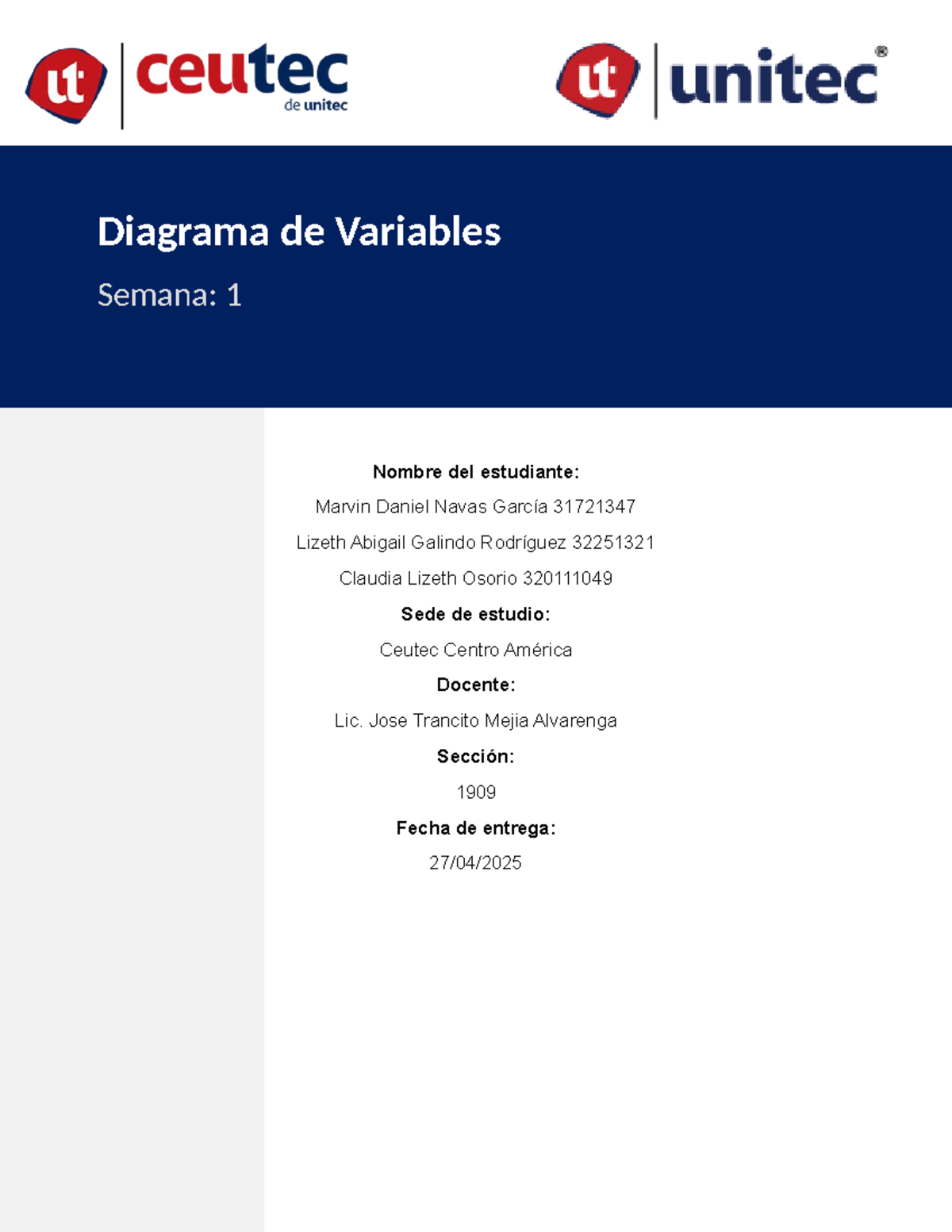 Diagrama de Variables Grupo 2 - Elaboracion Y Eval. De Proyectos ...