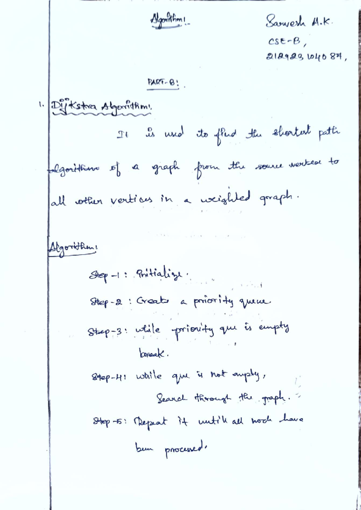Algorithm Study Notes: Dijkstra & KMP Algorithms (CS 212923) - Studocu