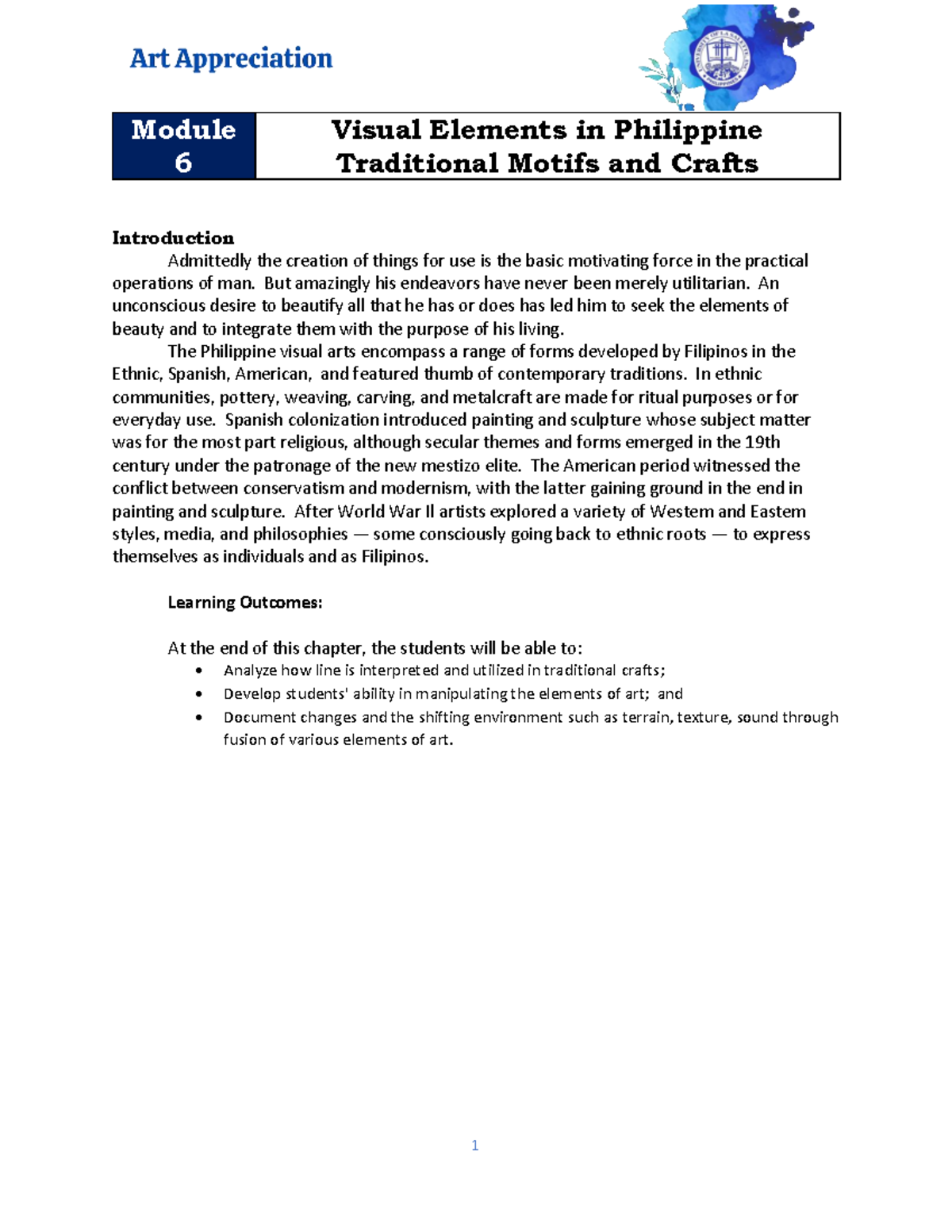 Module 6: Visual Elements in Philippine Traditional Crafts and Motifs ...