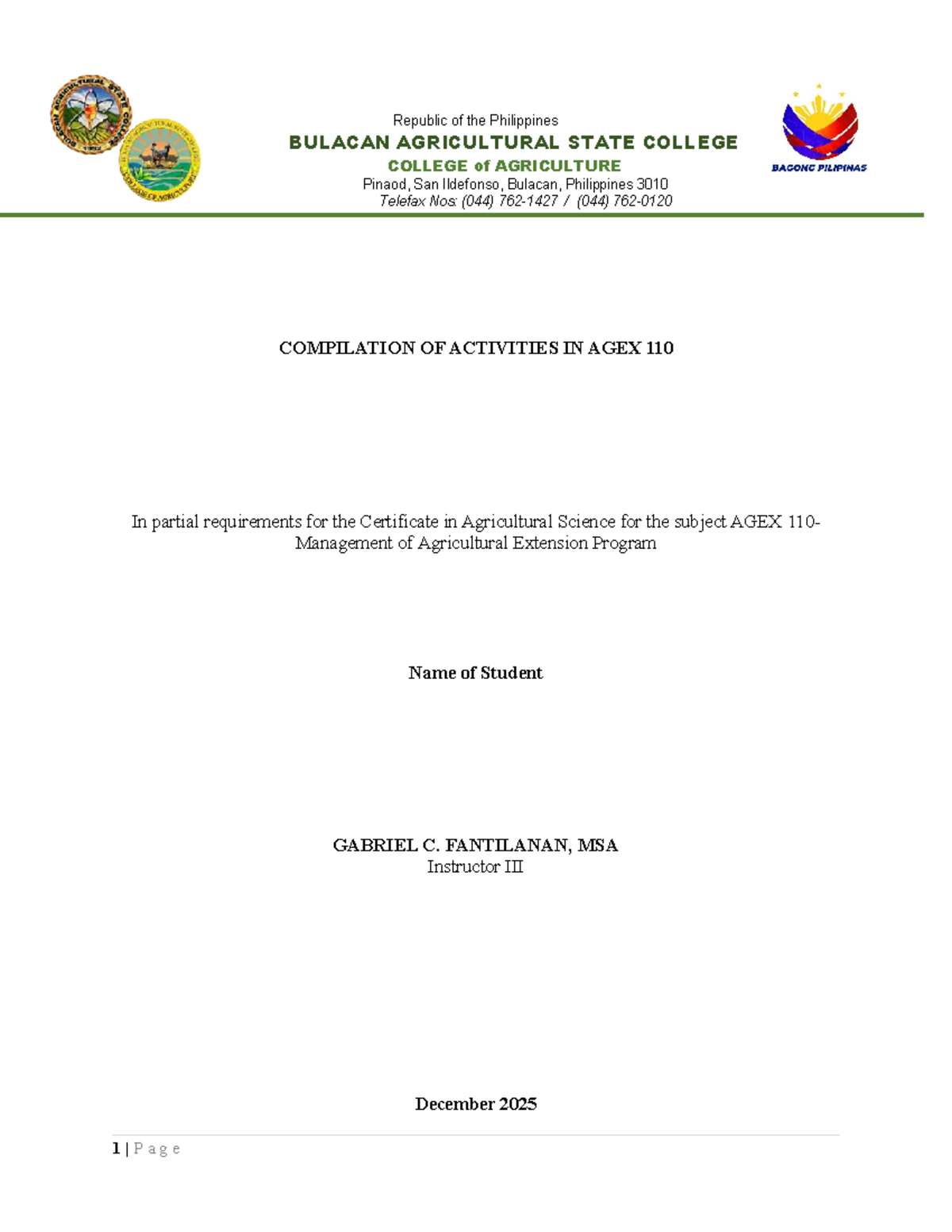 Final Requirements for AGEX 110: Modules 1-7 Activities and Assessments ...