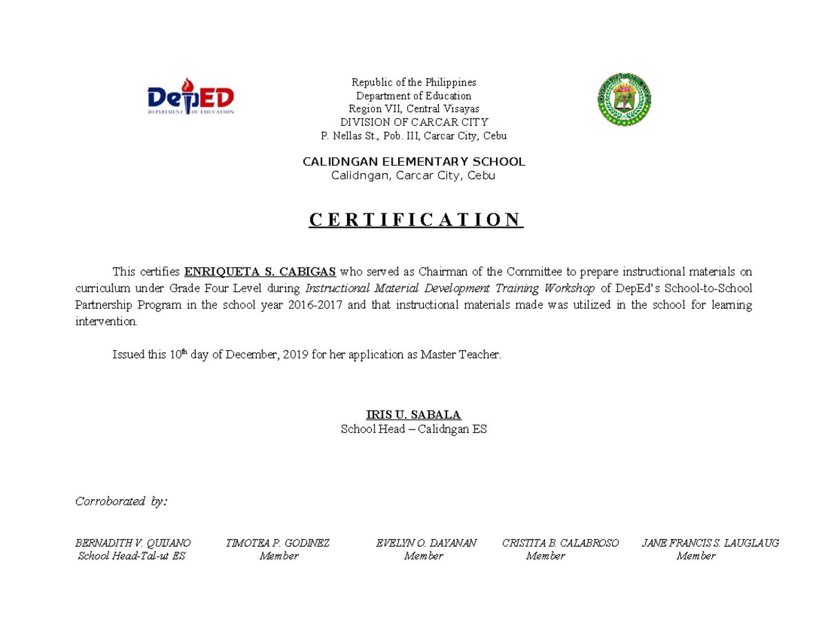 DTI Business Name Registration Certificate Example - Studocu