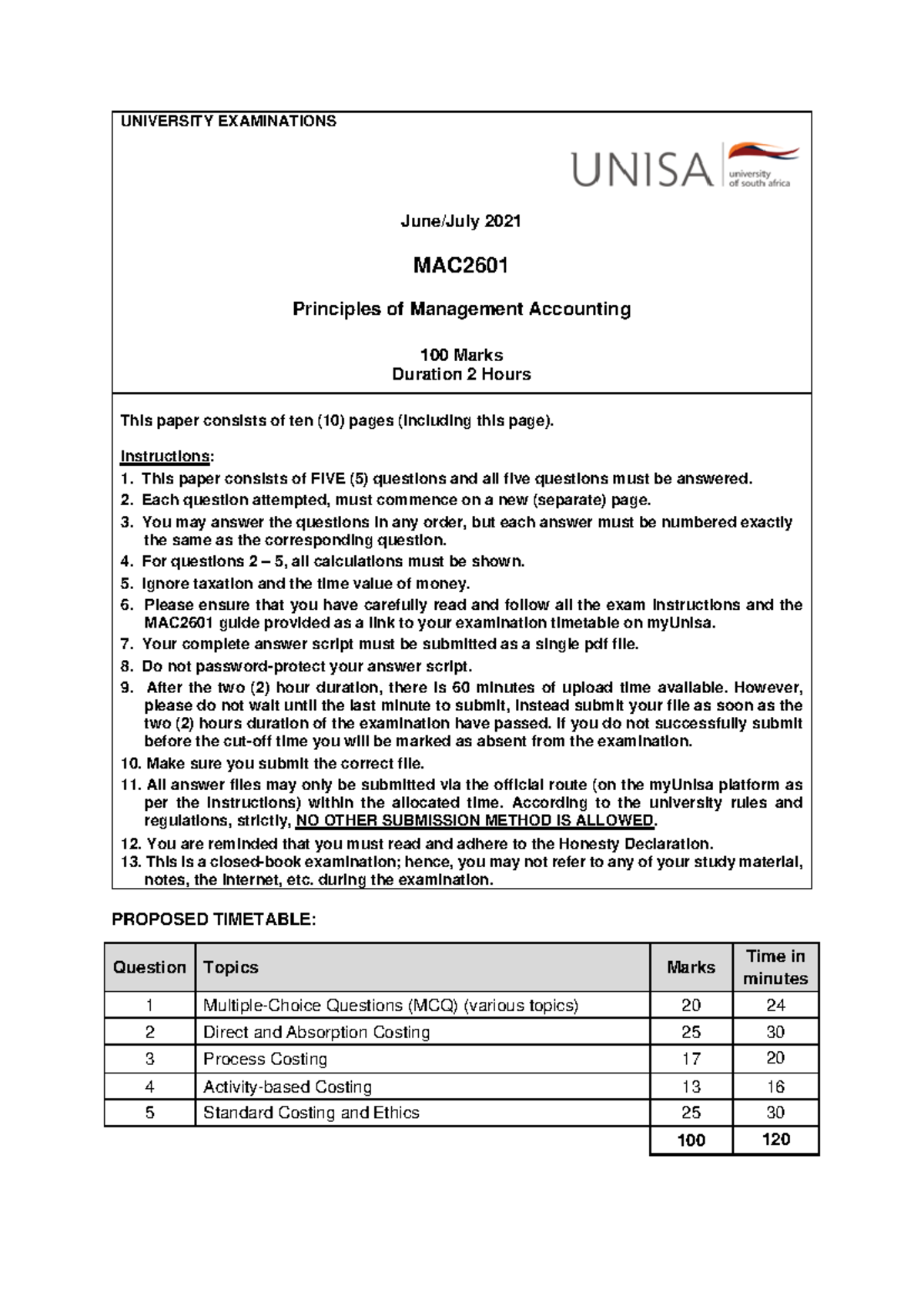 MAC2601 ECP Exam - MAC2601 - Unisa - Studocu
