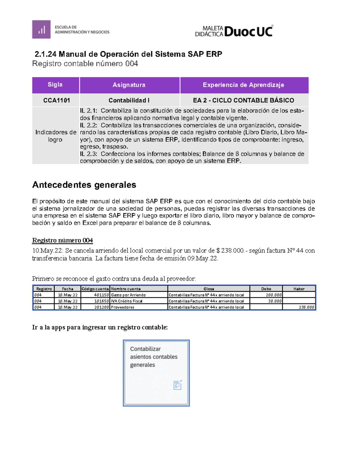 2.1.24 Manual Operación Sistema SAP ERP-Registro número 004 - 2. 24 ...